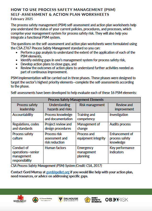 How to Use PSM Self-Assessment & Action Plans - WOOD PELLET ASSOCIATION OF CANADA